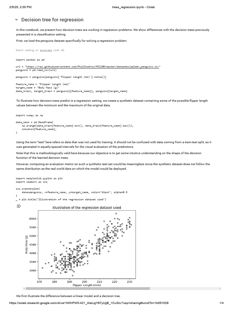 Trees - Regression - Ipynb - Colab | PDF | Linear Regression | Regression Analysis