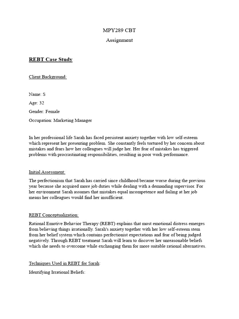 MPY289 CBT REBT assignment | PDF | Rational Emotive Behavior Therapy ...