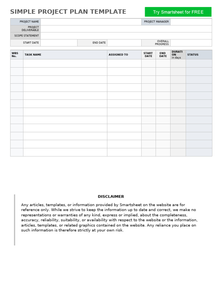 Simple Project Plan Template | PDF