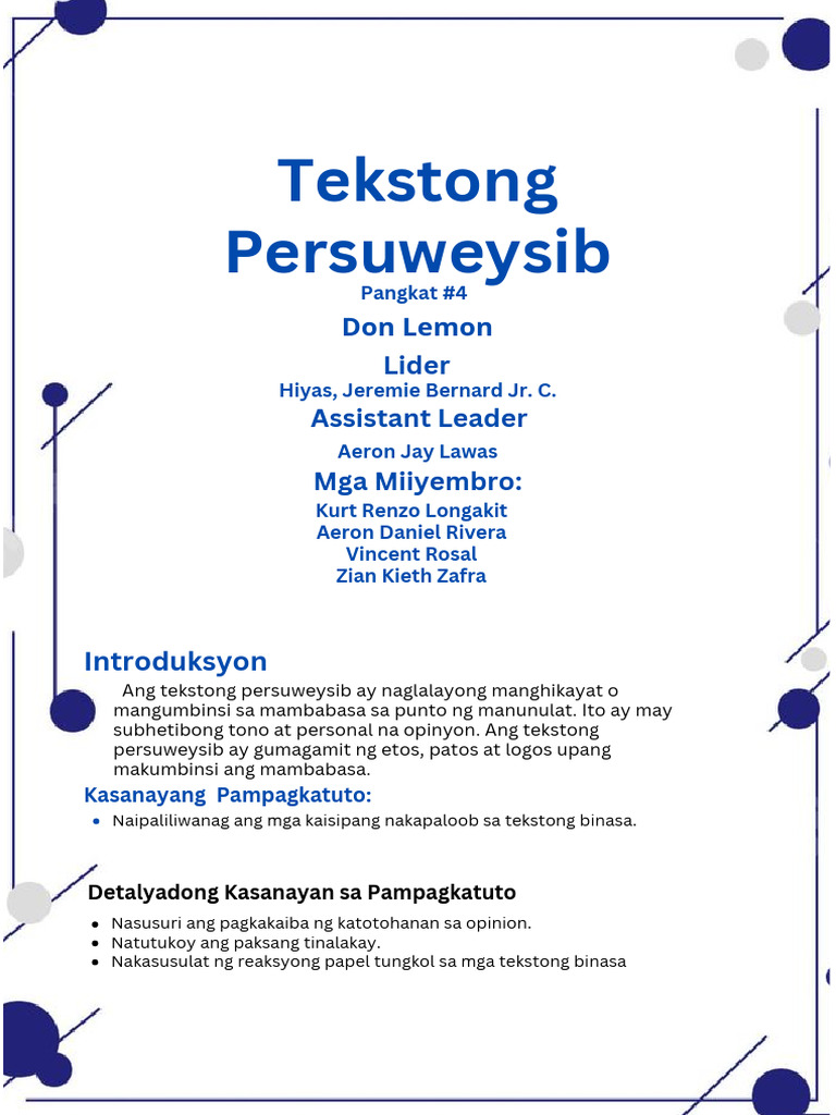 Tekstong Persuweysib | PDF