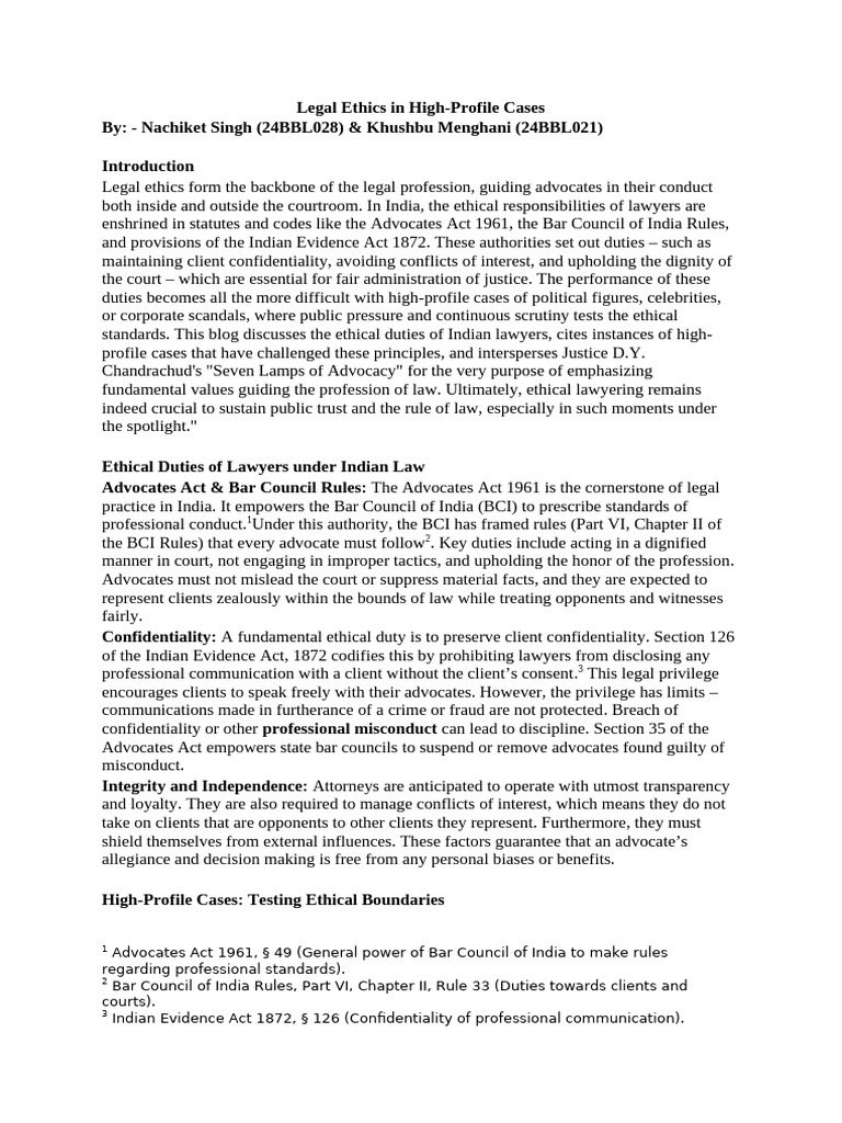 Legal Ethics in High-Profile Cases | PDF | Conflict Of Interest ...
