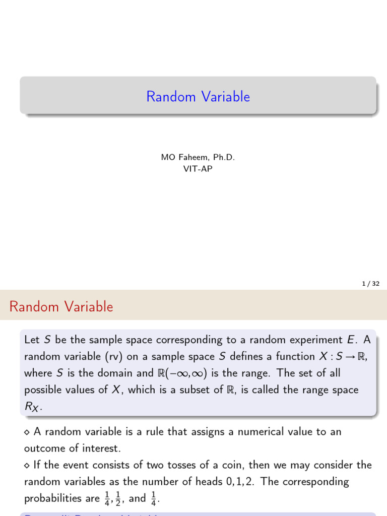Understanding Random Variables and PDFs | PDF | Probability ...