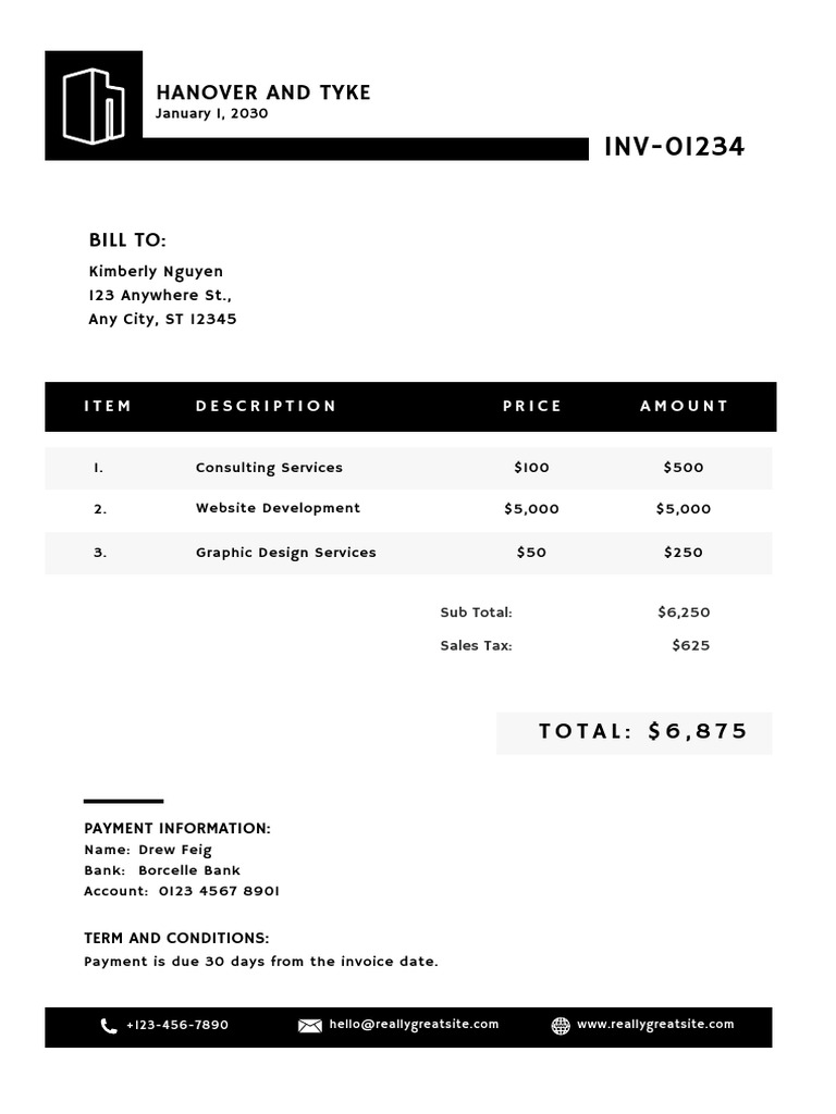 Black and White Bold Minimalist Invoice - 20250310 - 141115 - 0000 | PDF