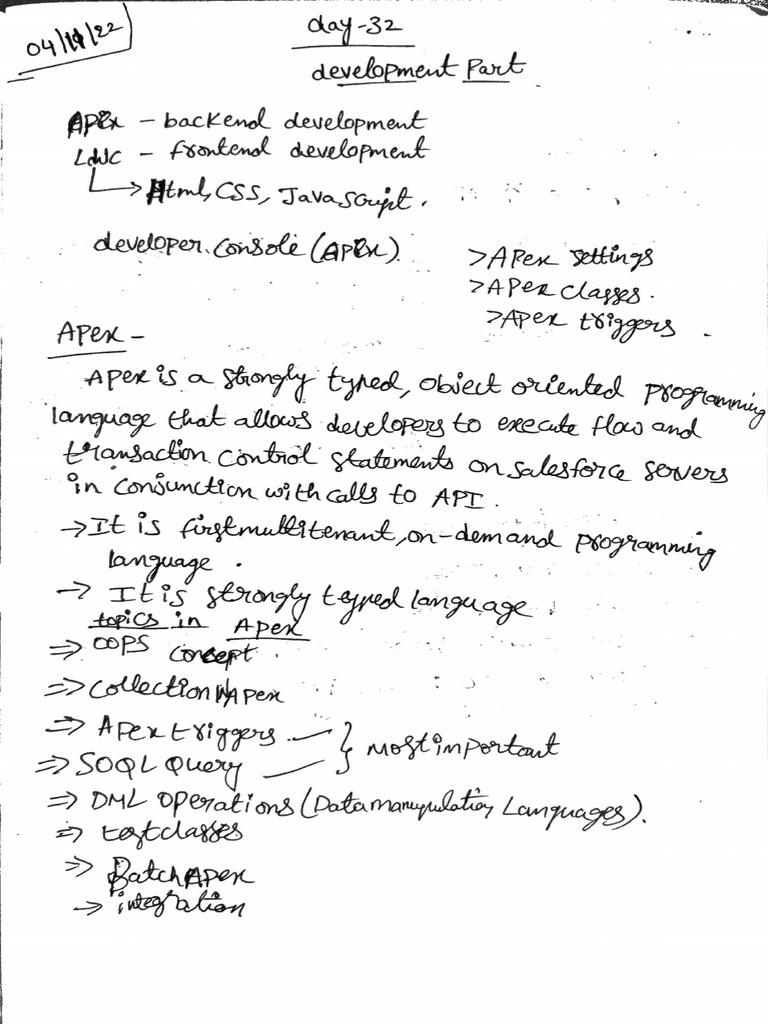 Developer Notes 1 (SFDC) | PDF