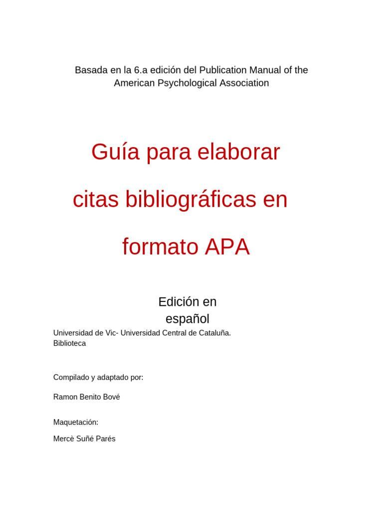 Formato APA 6 ed. | PDF | Bibliografía | Citación