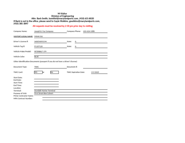 Updated M Visitor Request Form - 05 2022 | PDF