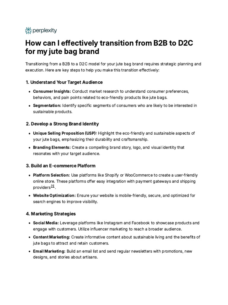 How Can I Effectively Transition From B2B To D2C F | PDF | Marketing | Brand