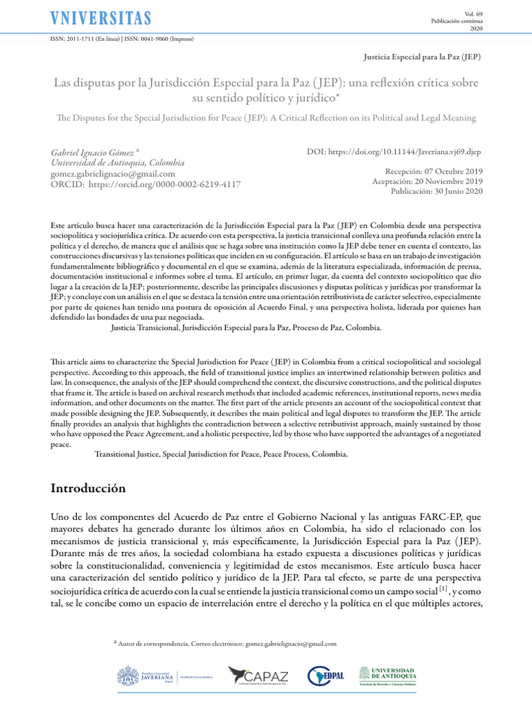 Las Disputas Por La Jep | PDF | Justicia | Crimen y violencia