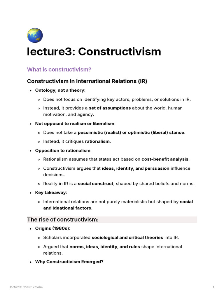 Understanding Constructivism in IR | PDF | International Relations ...