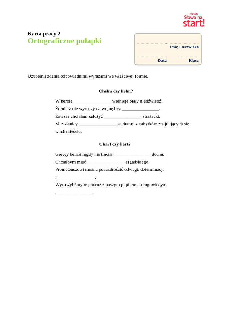 rozdzial-5-temat-89-karta-pracy-2-ortograficzne-pulapki-wersja-standardowa | PDF