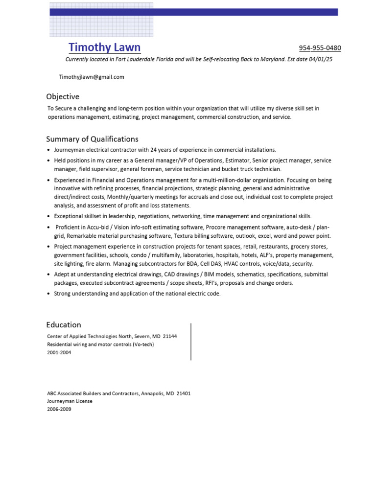 Timothy Lawn Resume | PDF | Business