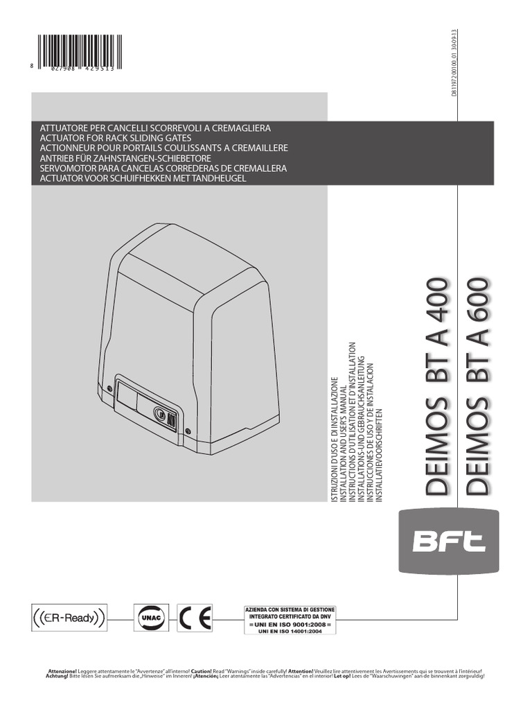 BFT Deimos BT A400 A600 EN | PDF