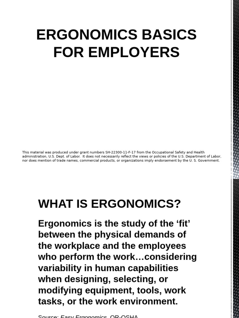 Ergonomics Basics for Employers Guide | PDF | Occupational Safety And ...