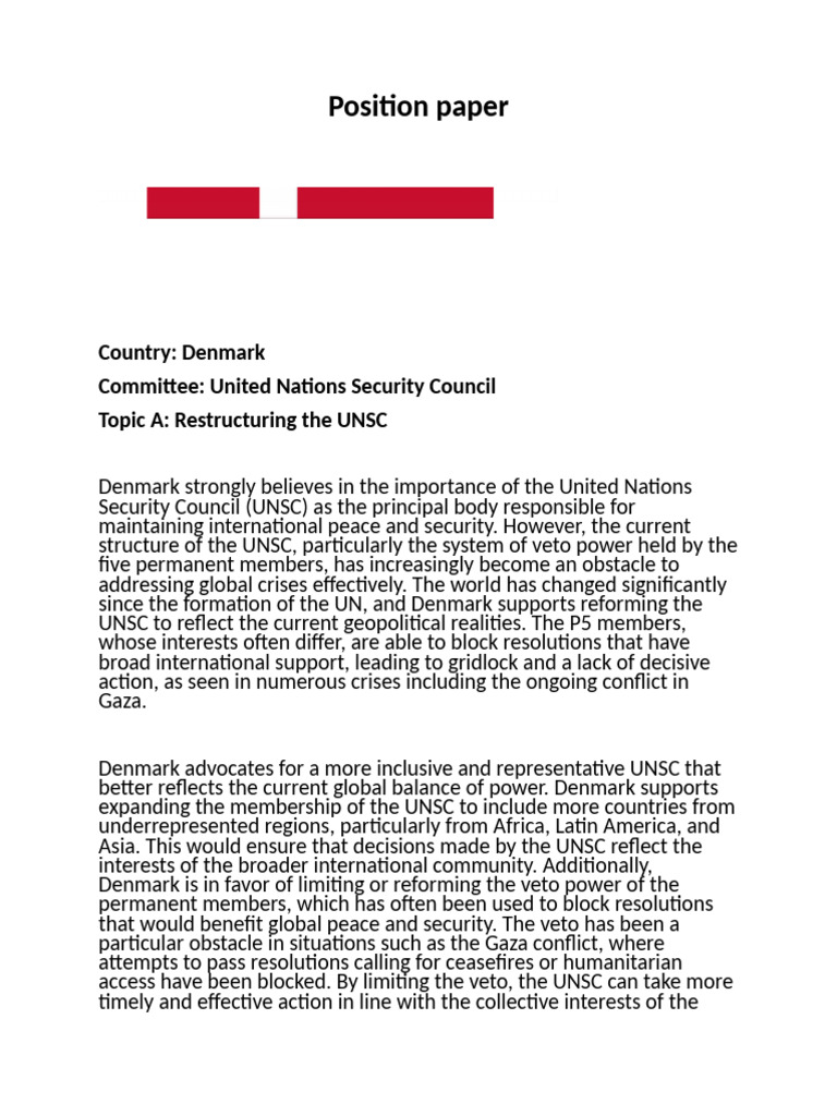 Denmark UNSC Position Paper | PDF
