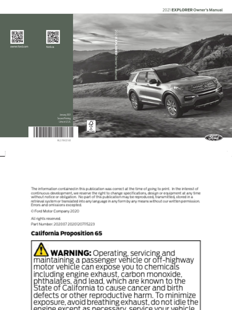 2021 Ford Explorer Gas HEV Owners Manual Version 2 Om en US 01 2021 ...