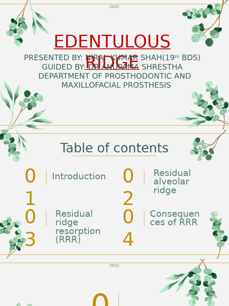Edentulous Ridge (NKS) | PDF | Dentures | Dentistry Branches
