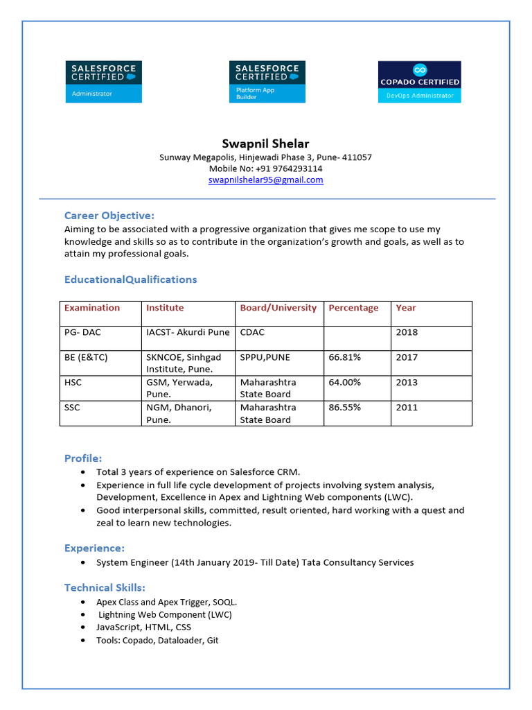Swapnil Shelar Resume-New | PDF | Software Engineering | Software Development