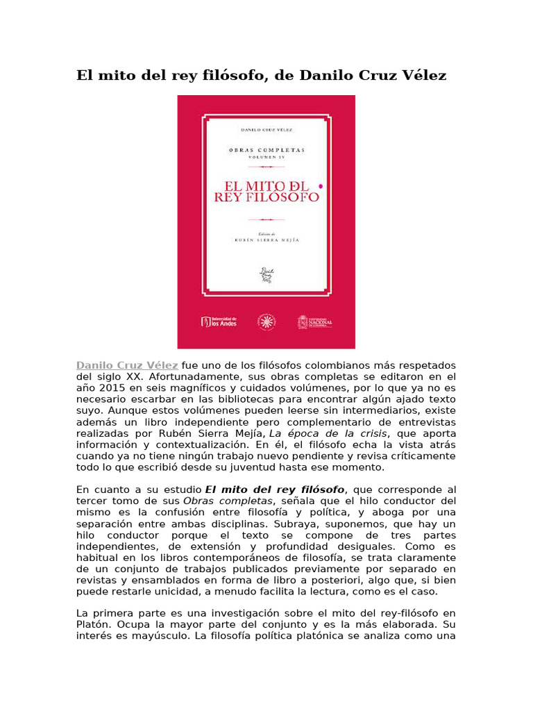 El Mito Del Rey Filósofo | PDF | Platón | Karl Marx