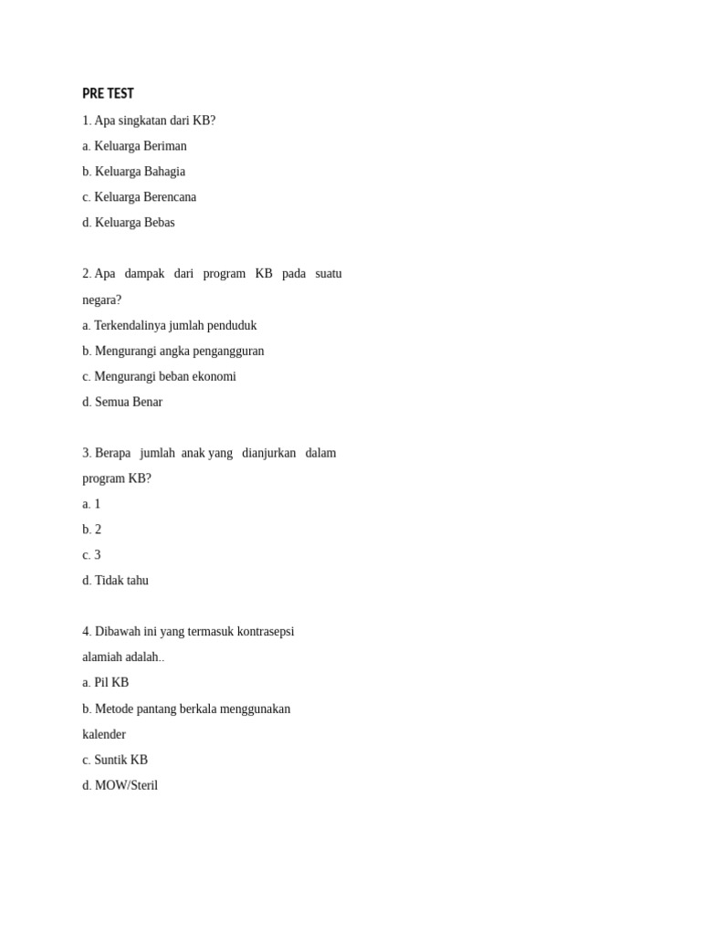 Pre Test Kb Pdf
