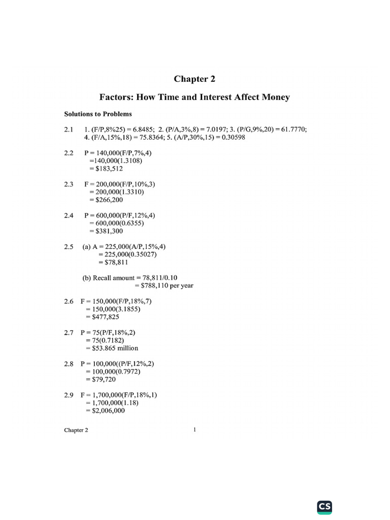 Engineering Economics CHP 2 Exercise Solution | PDF