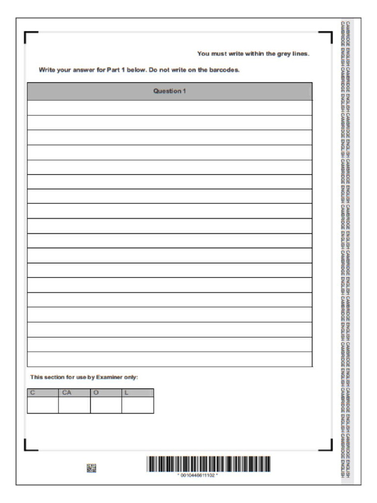 Answer Sheet Writing Pet 9th | PDF