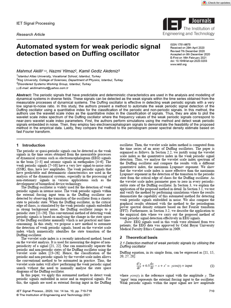 IET Signal Processing - 2021 - Akilli - Automated System For Weak ...