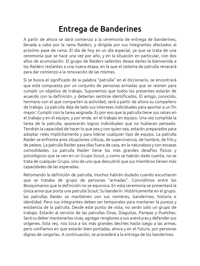 Entrega de Banderines Raider Scout | PDF
