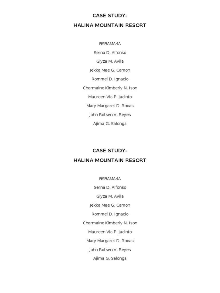 Halina Mountain Resort Case Study | PDF