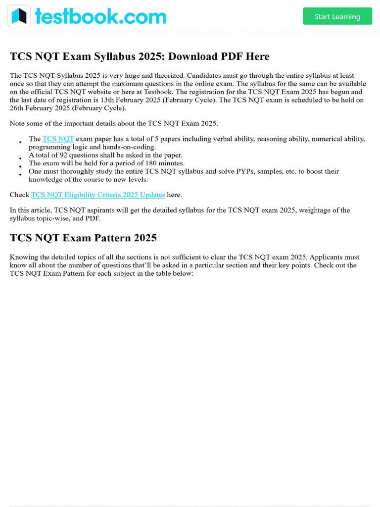 TCS NQT Exam Syllabus 2025 - Download PDF Here | PDF