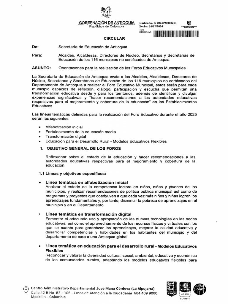 Circular Foros 2025 | PDF | Colombia | Alcalde