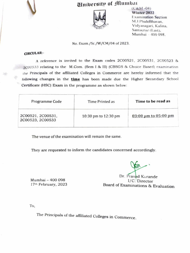 Exams Timings Change | PDF