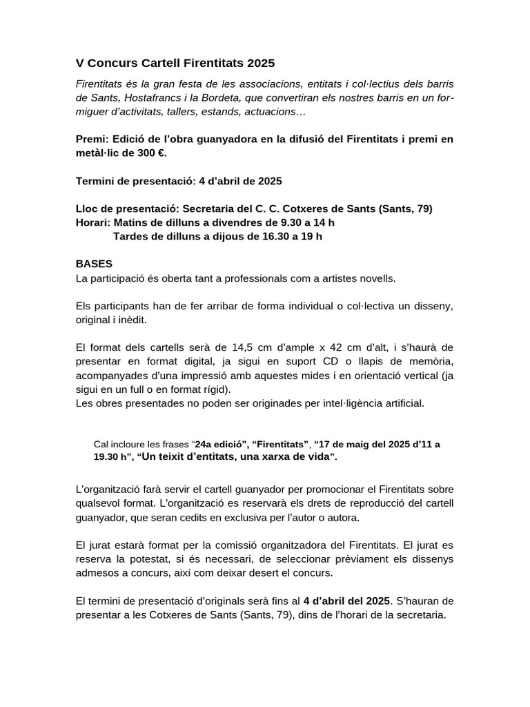 Bases-Concurs-Cartells-Firentitats-2025 | PDF