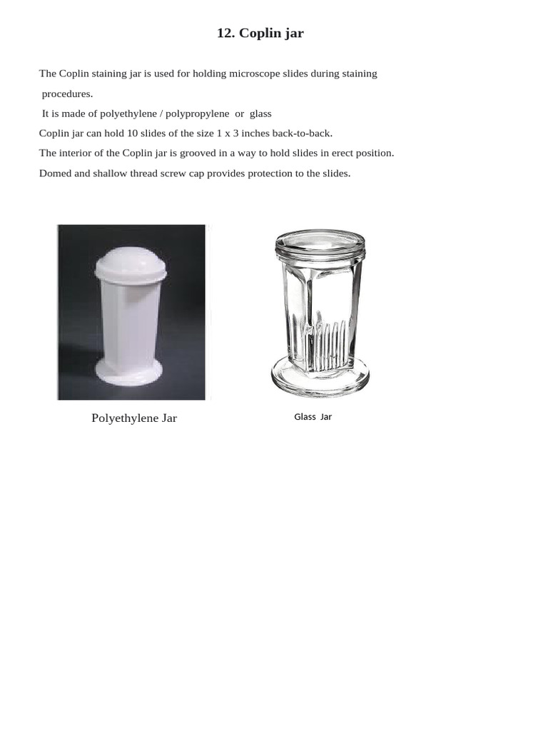 Coplin Jar for Slide Staining | PDF