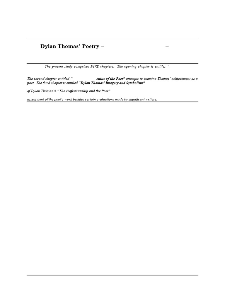 Dylan Thomas Poetry A Critical Study 191 | PDF