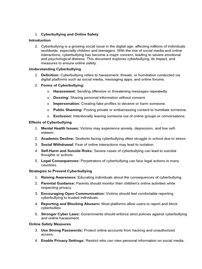Cyberbullying and Online Safety Guide | PDF | Cyberbullying | Problem ...