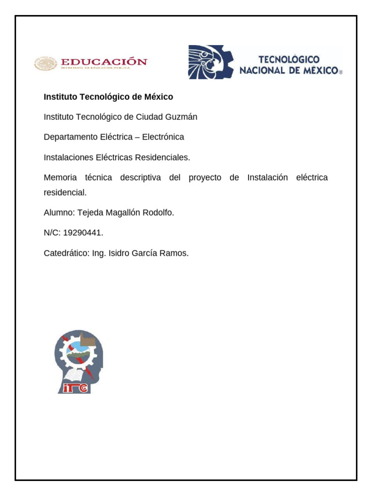 Memoria Tecnica_Inst.Elect | PDF | Ingenieria Eléctrica | Cableado eléctrico