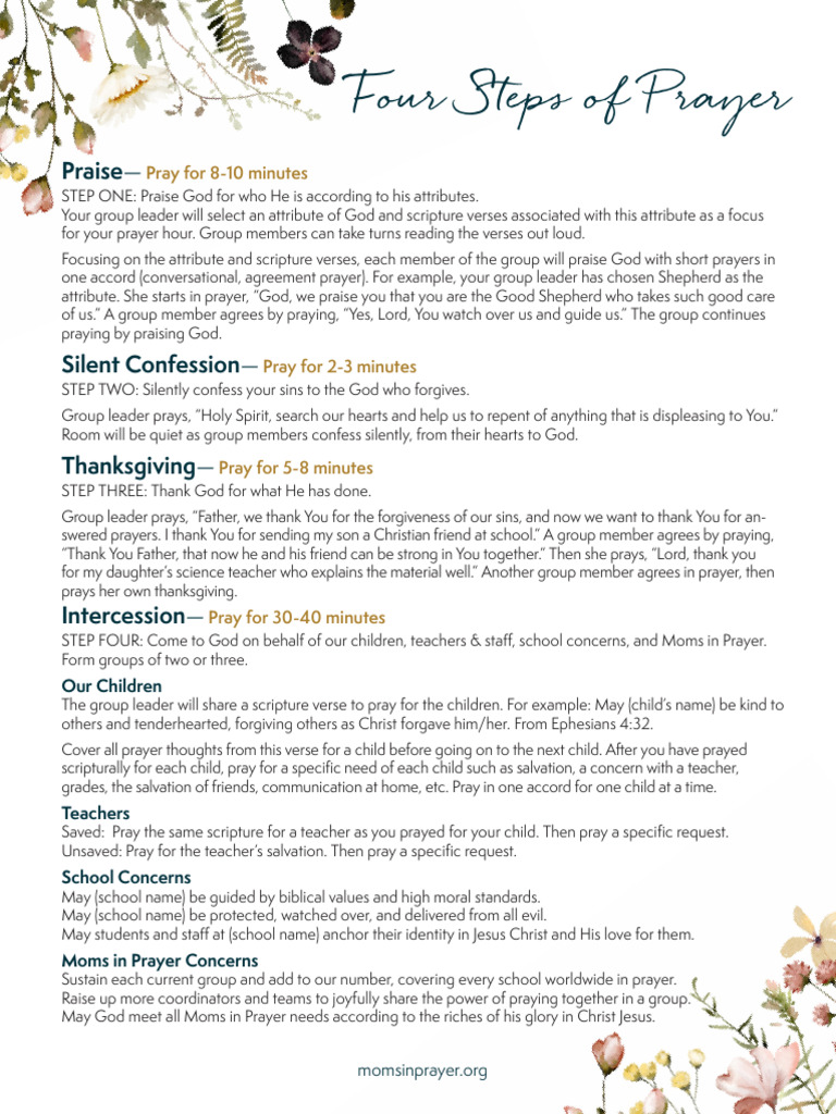 PDF Four Stepsof Prayer Handout 2024 | PDF | Prayer | Confession (Religion)