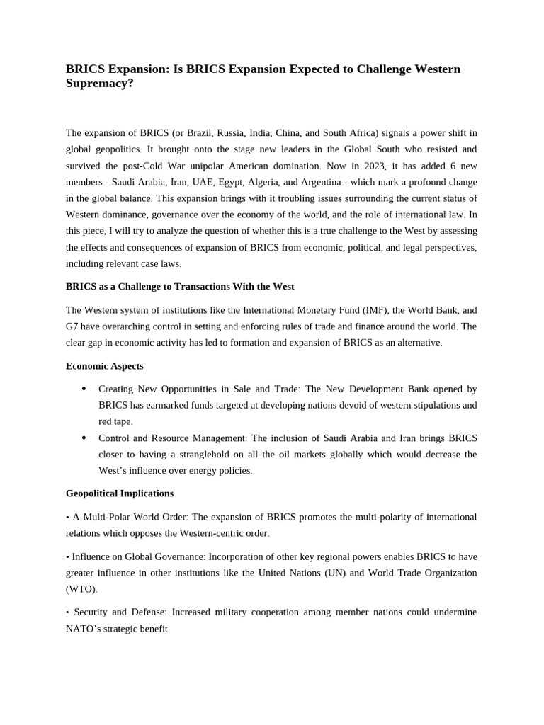 BRICS Expansion: Is BRICS Expansion Expected To Challenge Western ...