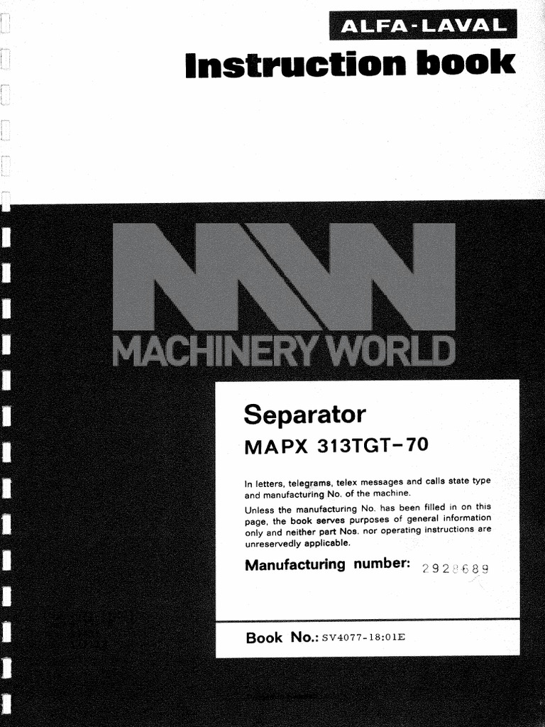 Alfa Laval MAPX 313TGT 70 | PDF