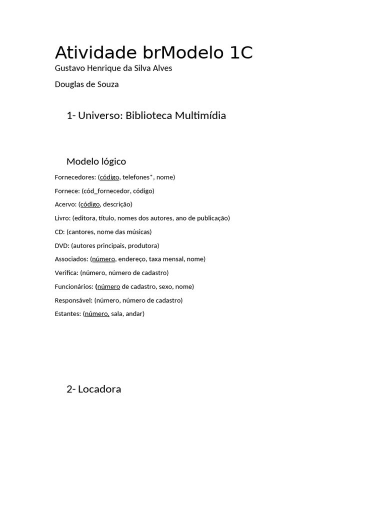 Atividade Brmodelo | PDF