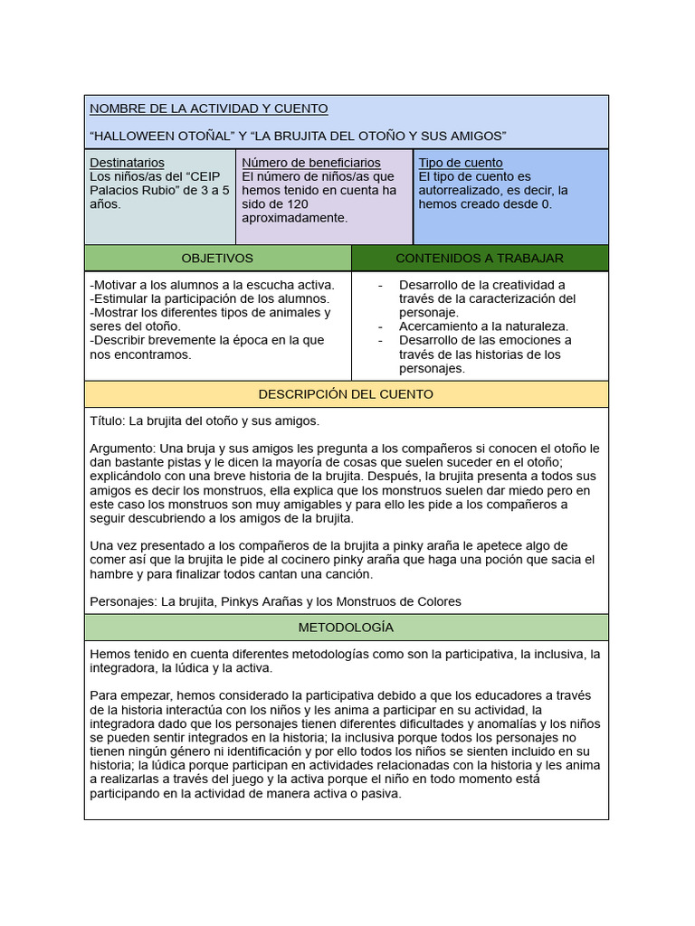 Cuento "La brujita del otoño" para niños | PDF