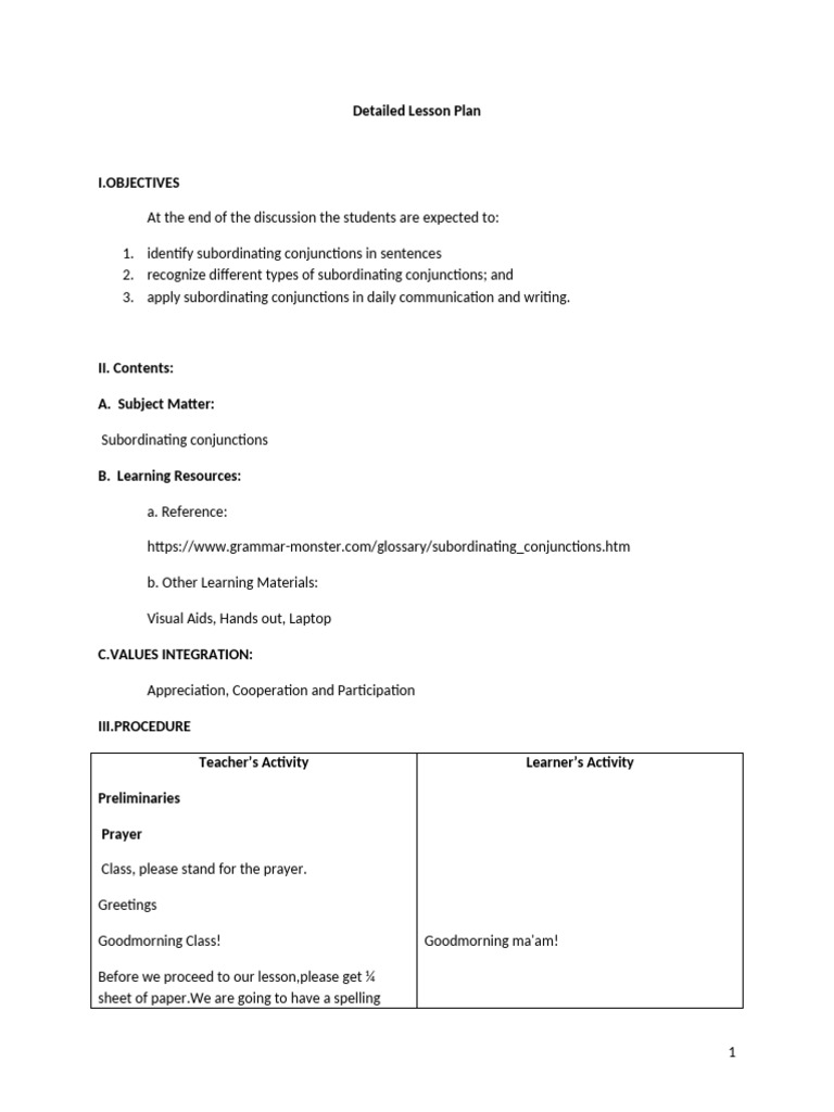 Detailed Lesson - Subordinating - 063009 | PDF | Syntax | Language Mechanics