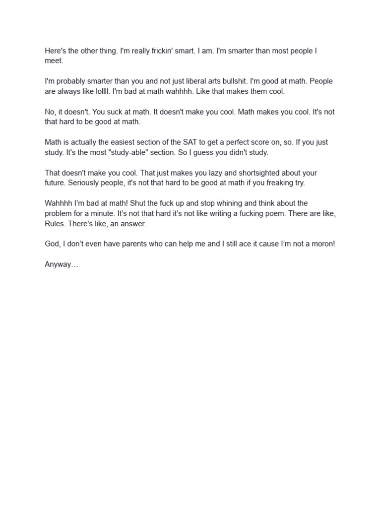 Ashlee's Monologue on Math Skills | PDF