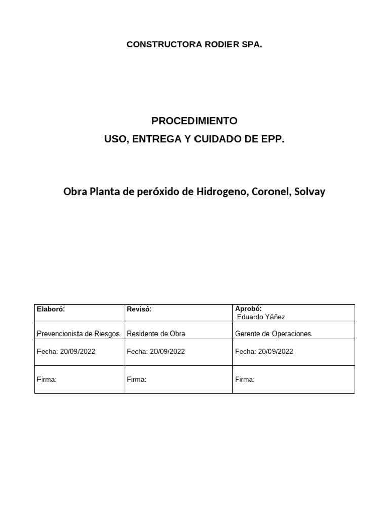 PTS Uso, Entrega y Cuidado de EPP | PDF | Guante | Atmósfera de tierra