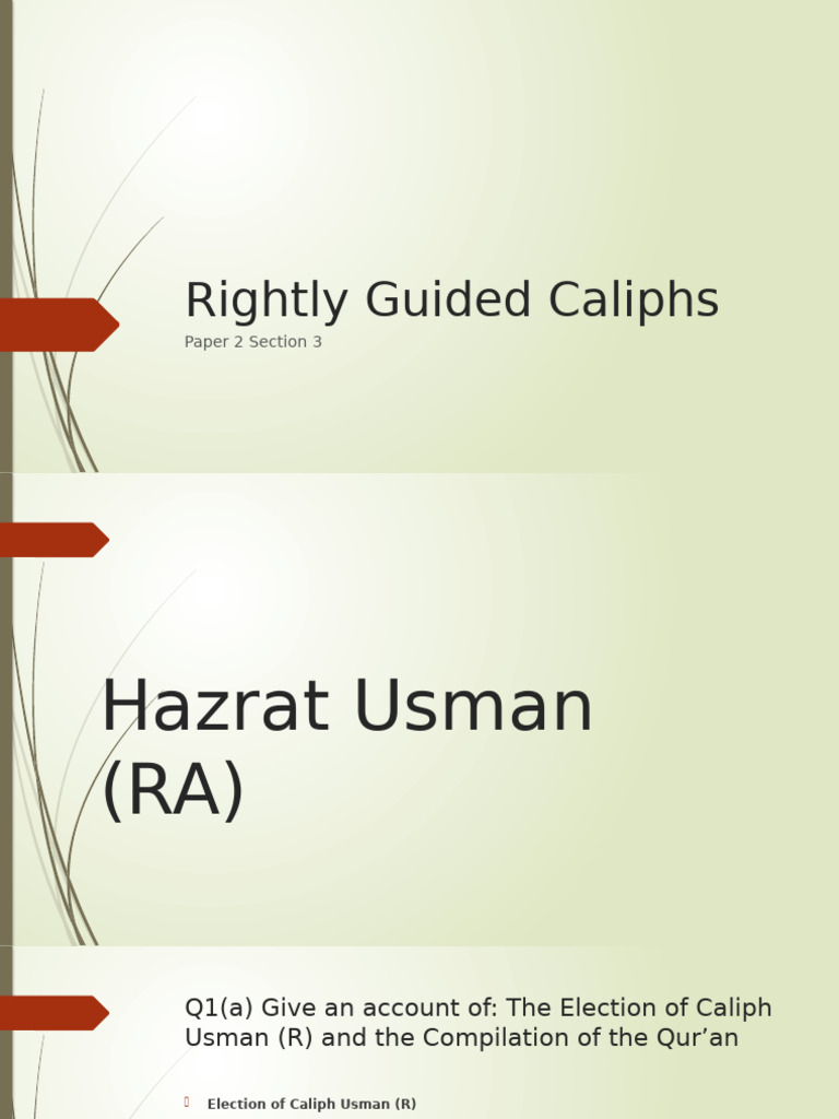 Election and Legacy of Caliph Usman (RA) | PDF | Caliphate | Umar
