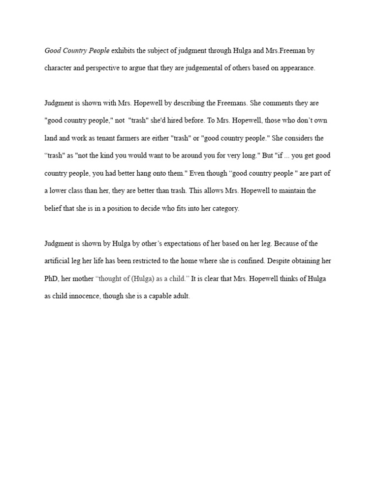 Good Country People | PDF