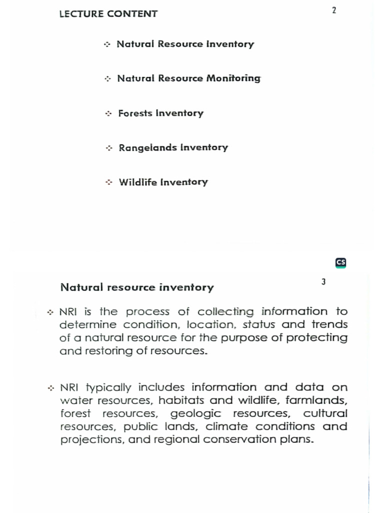 Natural Resource Inventory Module 2 | PDF