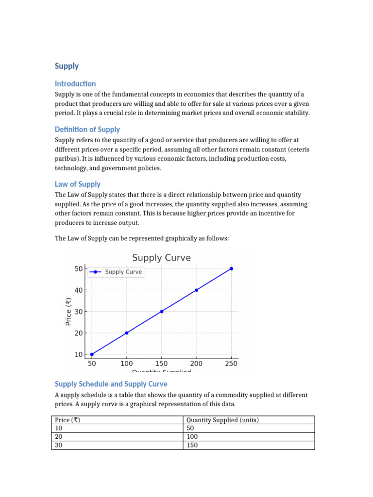 Supply Class 11 Complete | PDF | Supply (Economics) | Elasticity ...
