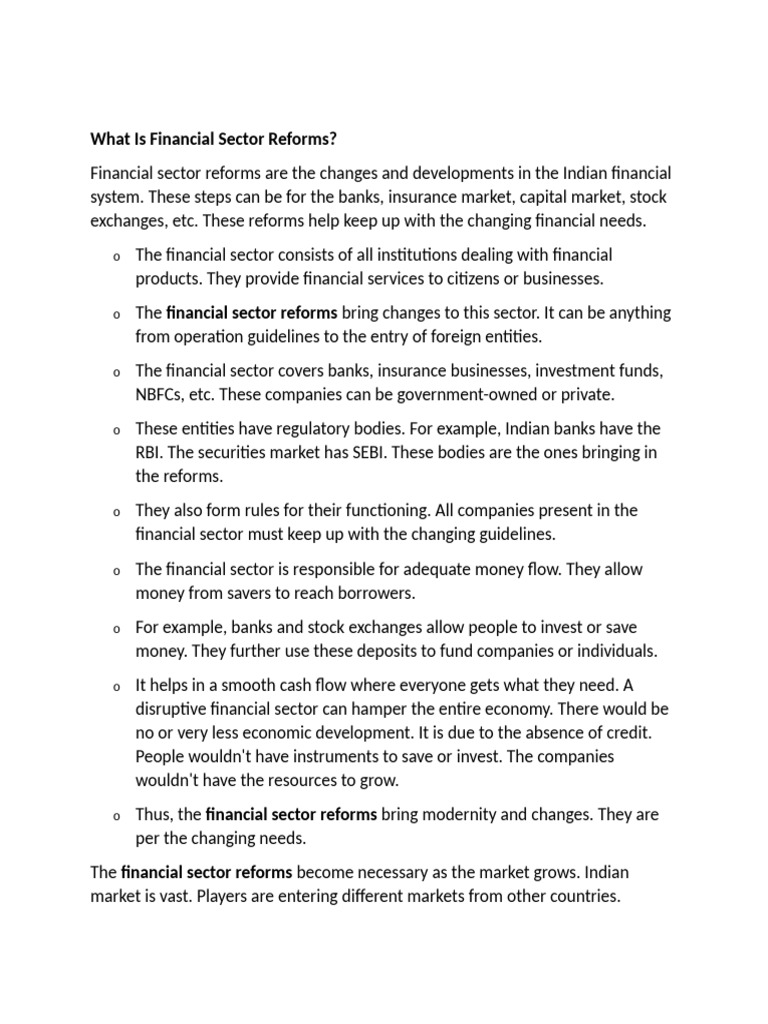 Financial Sector Reforms | PDF | Foreign Exchange Market | Banks