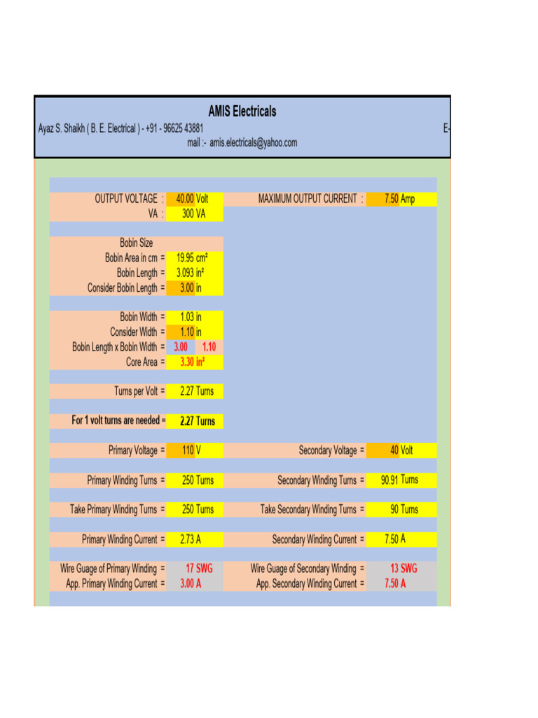 Tranformer Turns Per Volt Calculation - 2 | PDF